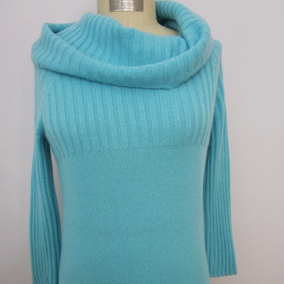 Peck & Peck | Sweaters | Aqua Blue Cashmere Pullover Knit Sweater Cowl ...